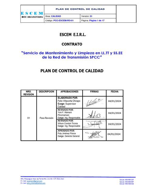 3 Plan De Control De Calidad Pdf Calidad Comercial Sistema De