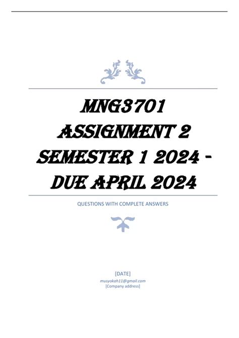 Mng3701 Assignment 2 Semester 1 2024 Due April 2024 Mng3701 Mng3701 Stuvia Sa