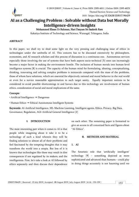 Pdf Ai As A Challenging Problem Solvable Without Data But Morally Intelligence Driven Insights
