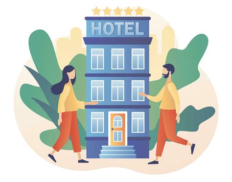 Tiny People Search And Choose Hotel Or Apartment Online Booking Hotel