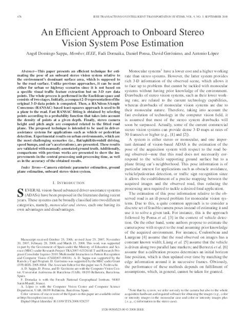 Pdf An Efficient Approach To Onboard Stereo Vision System Pose Estimation