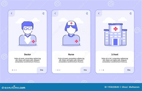 Medical Icon Doctor Nurse Hospital Onboarding Screen For Mobile Apps