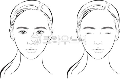 여자얼굴 여자일러스트 눈감은여자 여자얼굴정면 얼굴정면 사진이미지일러스트캘리그라피 레레디자인작가