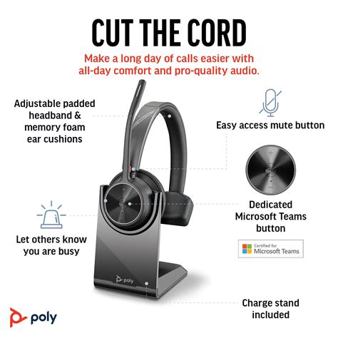 Poly Voyager 4310 Uc Monaural Headset Bt700 Usb A Adapter Charging