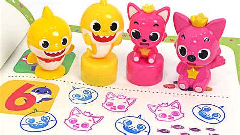 도장을 콩 찍으면 아기상어 핑크퐁이 짠~ 핑크퐁 스탬프 도장찍기 놀이 Pinkypoptoy Youtube