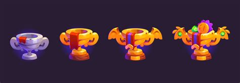 Game Level Icons Medals Stars Ui Badges Trophy Vector Image