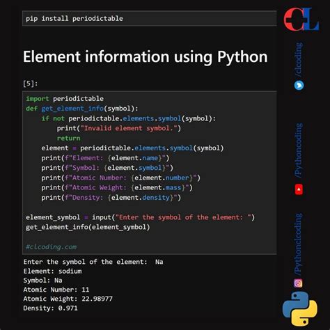 Element Information Using Python Free Code