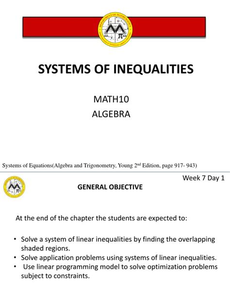 Lesson 6 Systems Of Inequalities Pdf Mathematical Optimization Linear Programming
