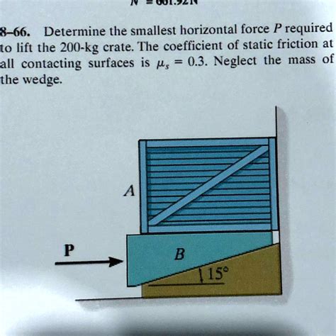 8 66 Determine The Smallest Horizontal Force P Required To Lift The