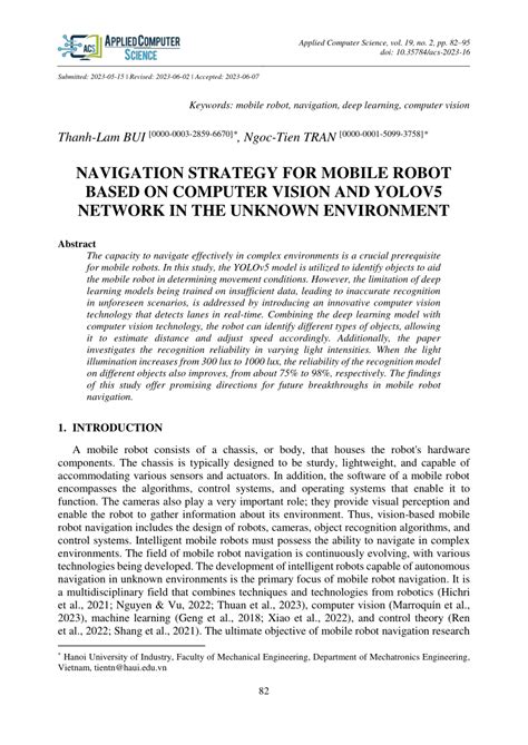 Pdf Navigation Strategy For Mobile Robot Based On Computer Vision And