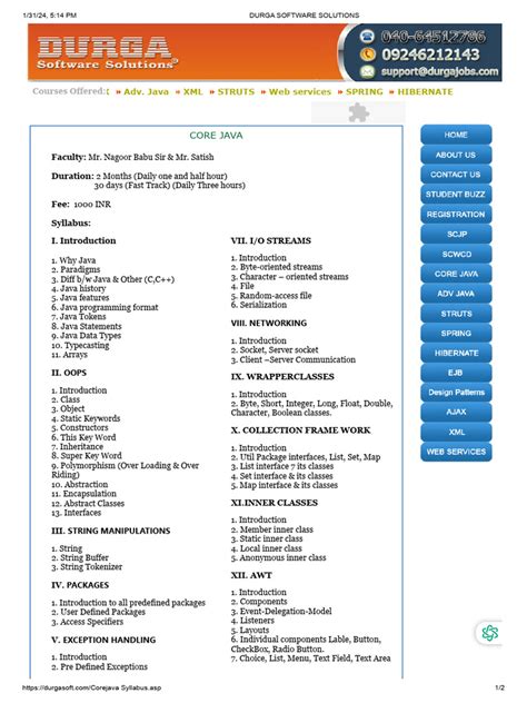 Durga Software Solutions Syllabus Pdf