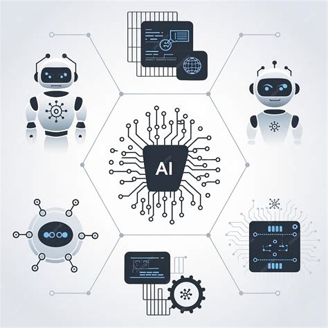 Illustrations Vector Cute Artificial Intelligence Model Robot With Ai