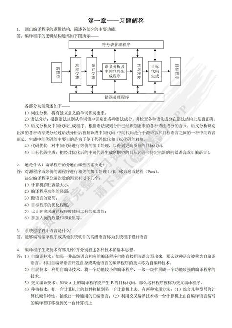 编译技术原理及方法慕课版黄海平课后习题答案解析