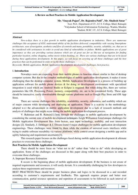PDF A Review On Best Practices In Mobile Application Development