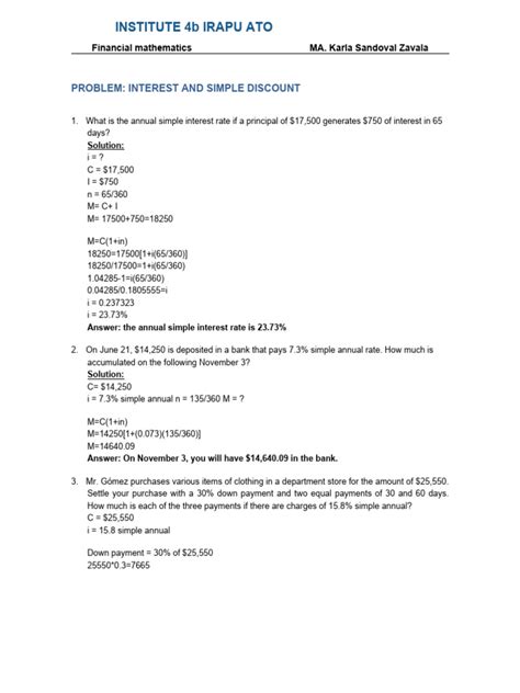 Simple Interest Problem Solved Pdf Discounting Interest