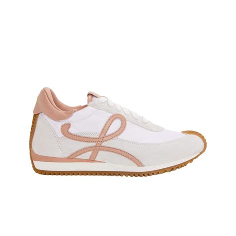 W 로에베 플로우 러너 인 나일론 앤 스웨이드 화이트 파우더 Loewe Kream