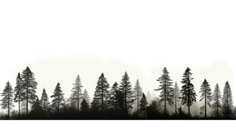 Hd Isolated White Background View Of Tree Line Silhouette Concept