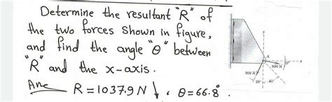Solved Determine The Resultant R Of The Two Forces Shown Chegg