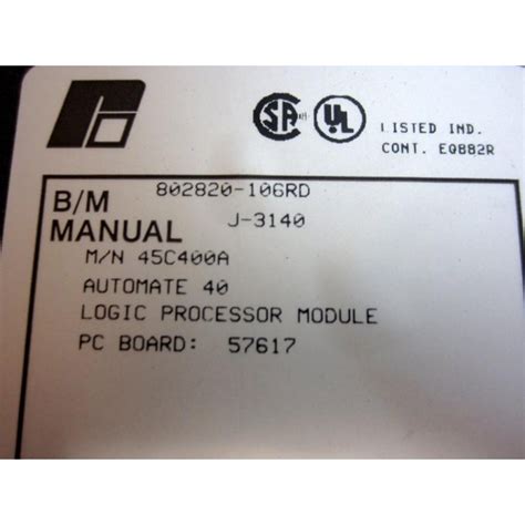 Reliance Electric 45c400a Automate 40 Logic Processor Module Used Mara Industrial
