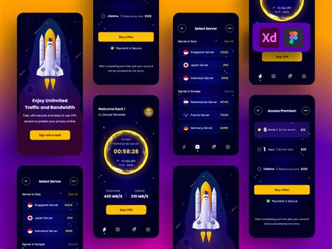 vpn app ui kits by infinity labs ~ epicpxls