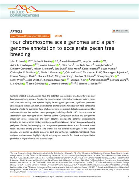 Pdf Four Chromosome Scale Genomes And A Pan Genome Annotation To Accelerate Pecan Tree
