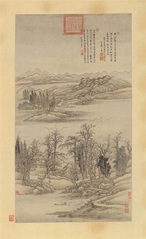 清 王翚 仿大年水村图国画超高清大图原图扫描真迹全图书画图片下载