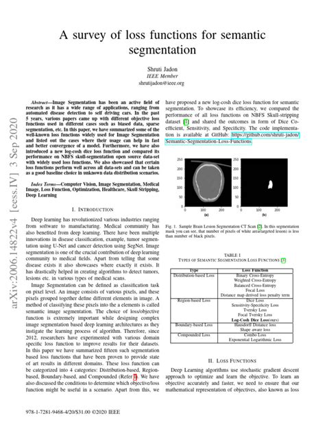 Loss Functions For Semantic Segmentation Pdf Image Segmentation