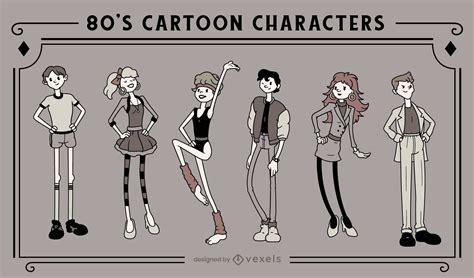 Retro Cartoon 80s Characters Vector Download