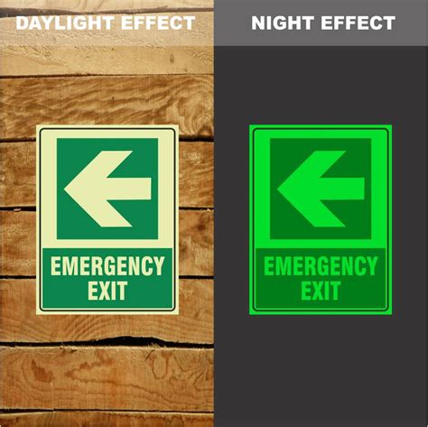 Photoluminescent Emergency Exit Arrow Left Sign Emergency Signs HAZARD SIGNS NZ