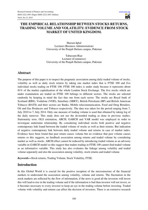 Pdf The Empirical Relationship Between Stocks Returns Trading Volume And Volatility Evidence