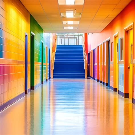 School Classroom Backdrop Rainbow School Hallway Backdrop Gq6 147