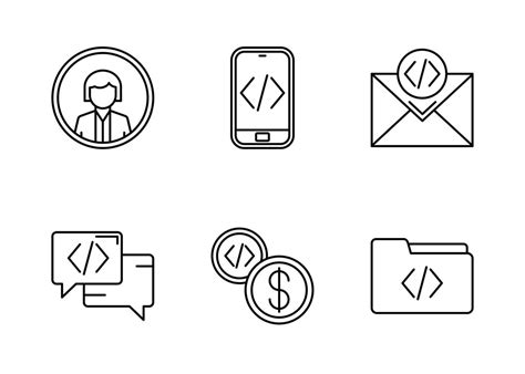 Coding Vector Icon Set Vector Art At Vecteezy