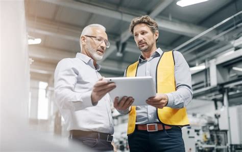 Premium Photo Male Engineers Using Digital Tablet For Project Management