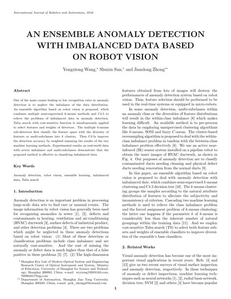 Pdf An Ensemble Anomaly Detection With Imbalanced Data Based On Robot Vision