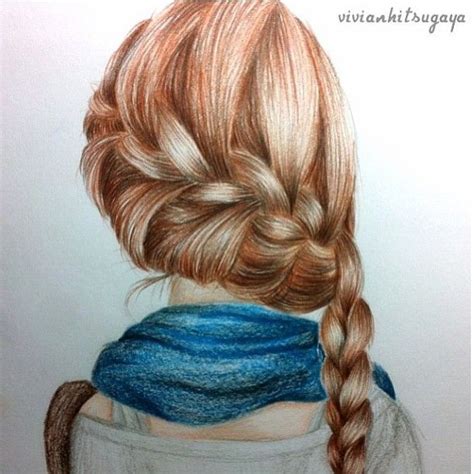 A Drawing Of A Woman S Head With Braids In Her Hair Wearing A Blue Scarf