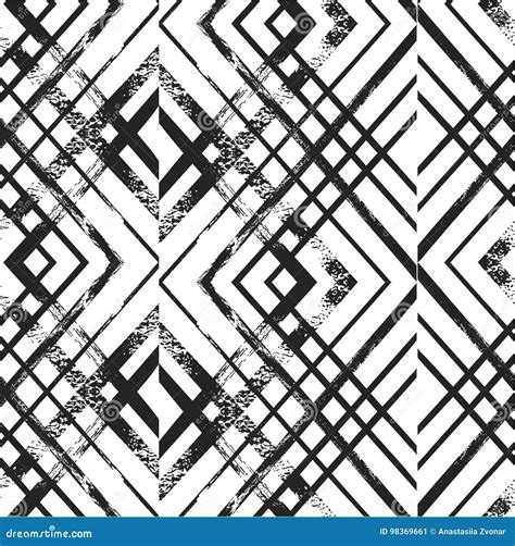 Vector Seamless Rhombus Pattern Endless Texture Black And Whitenabstract Geometric Ornament