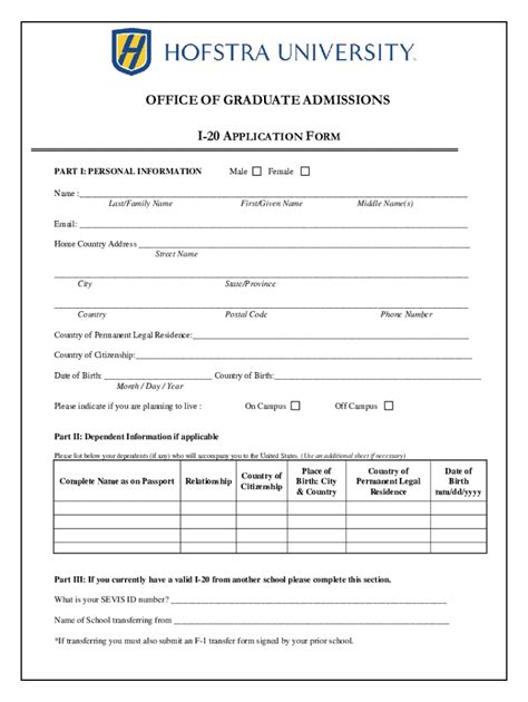 Fillable Online I 20 Application For Graduate Admissions Fax Email Print Pdffiller