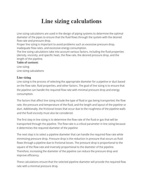 Line Sizing Pdf Fluid Dynamics Flow Measurement