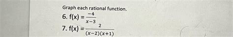 Solved Graph Each Rational Function 6 Fxx−3−4 7