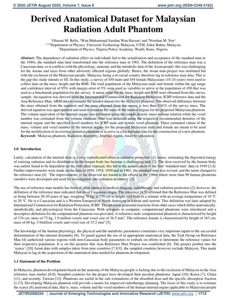Pdf Derived Anatomical Dataset For Malaysian Radiation Adult Phantom