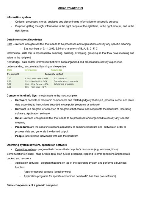 Intro To Info Systems Lecture Notes Intro To Infosys Information System Collects