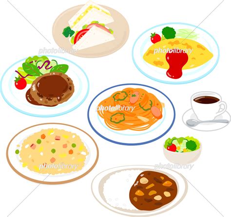 喫茶店の食事メニューのイラストセット イラスト素材 6658896 フォトライブラリー Photolibrary