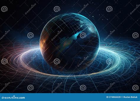 Gravity Planet Earth Gravitational Waves Concept Physical And Technology Background Stock