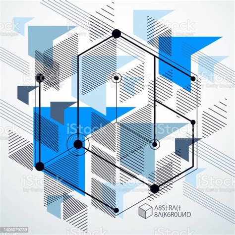 추상적인 기하학적 3d 큐브 패턴 및 파란색 배경 벡터입니다 큐브 육각형 사각형 사각형 및 다른 추상 요소 레이아웃 공학에 대한