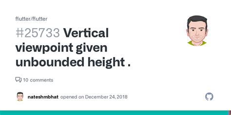 Vertical Viewpoint Given Unbounded Height · Issue 25733 · Flutterflutter · Github