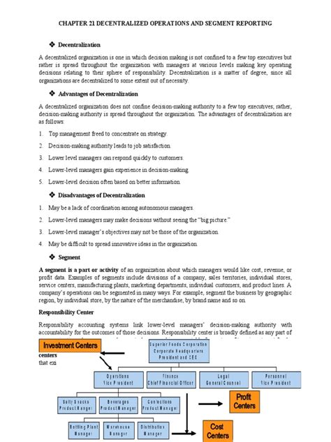 21decentralized Operations And Segment Reporting Pdf Return On Investment Expense