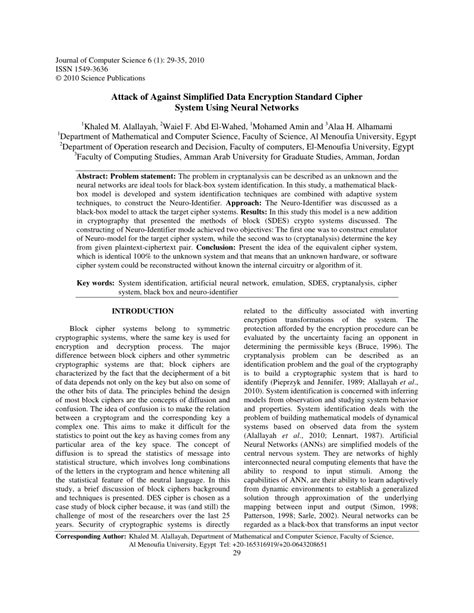 Pdf Attack Of Against Simplified Data Encryption Standard Cipher
