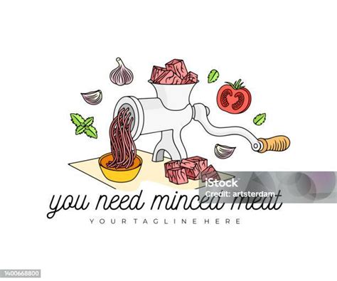 고기 분쇄기는 고기를 다진 고기로 갈아서 디자인합니다 음식 식사 야채 허브 정육점 및 케이터링 벡터 디자인 및 일러스트 레이 션 고기 분쇄기에 대한 스톡 벡터 아트 및 기타