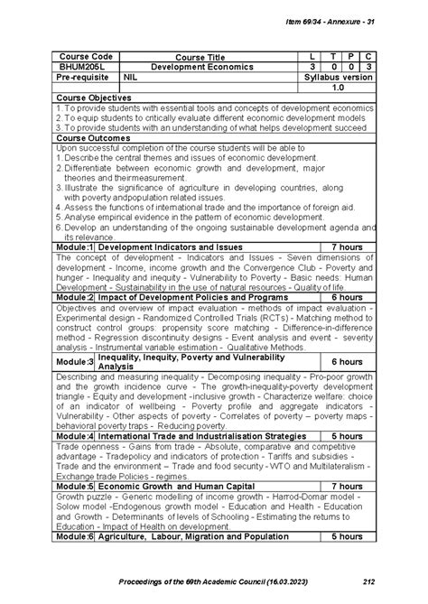 bhum205l development economics th 1 course code course title l t p c bhum205l development