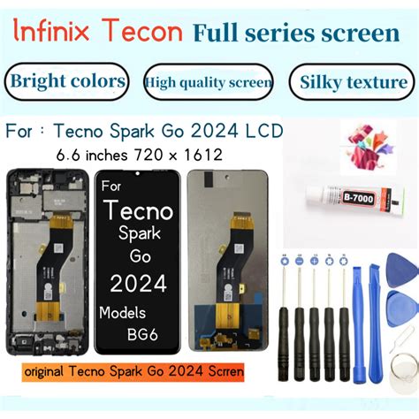 Original Brand New Tecno Spark Go LCD Touch Display For BG Screen Digital Converter